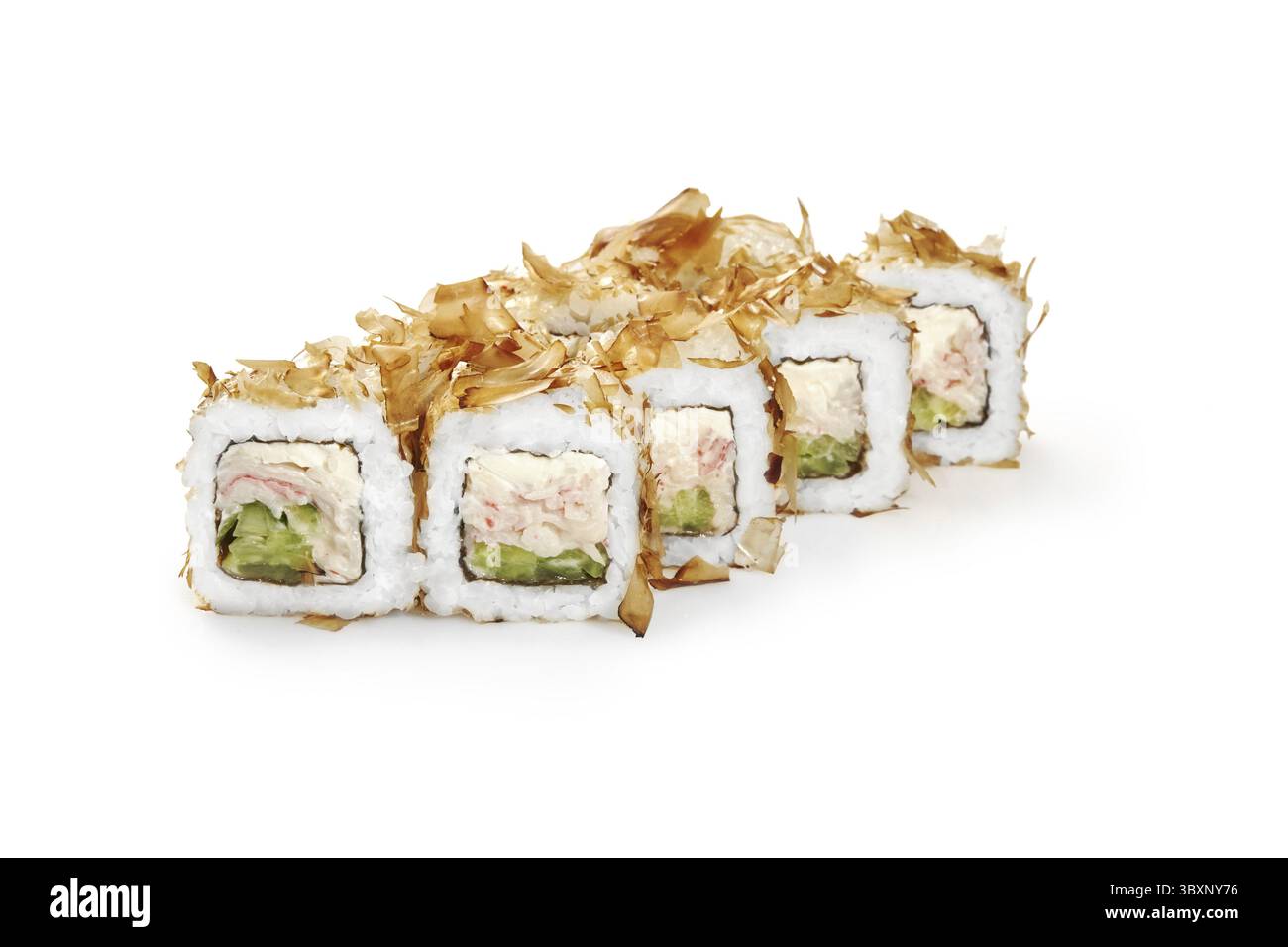 Delicious rolls filled with surimi, cream cheese and cucumbers coated ...
