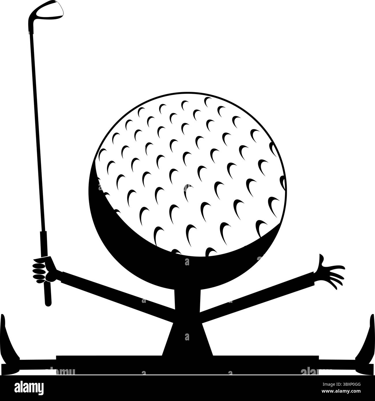 Cartoon golf ball holding a golf club. Cartoon person with golf ball ...