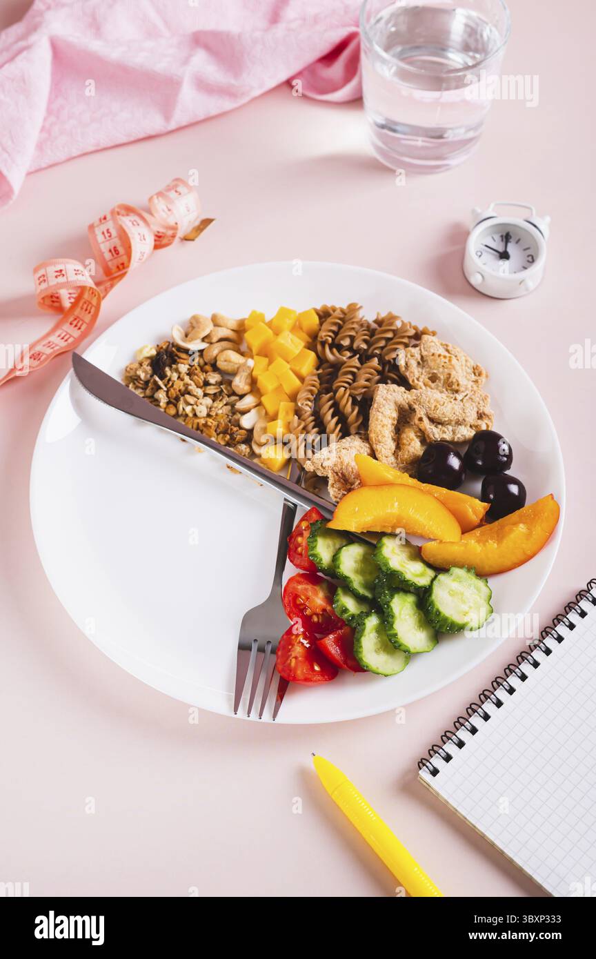 Food, Set of healthy food for individual meal plan on plate on table ...