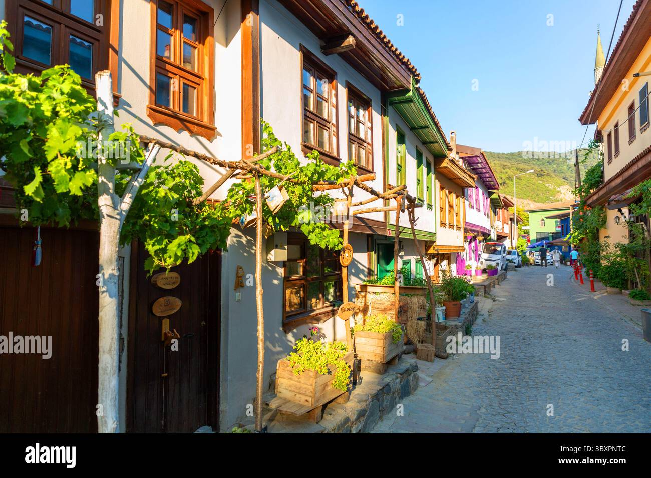 Bursa, Turkiye - 6 July 2025: Traditional Turkish homes in Gumustepe ...