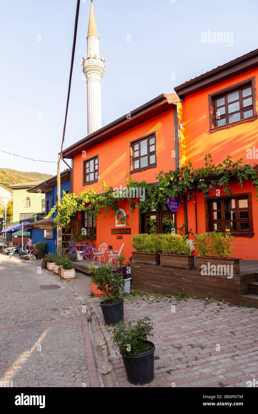 Bursa, Turkiye - 6 July 2025: Traditional Turkish homes in Gumustepe ...