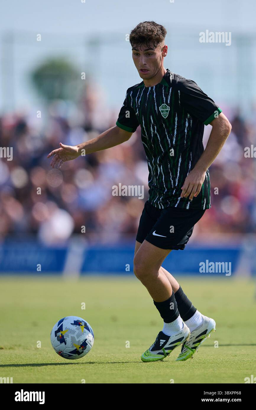 MURCIA, SPAIN - JULY 18: Rodrigo Mendoza of Elche CF in action during ...