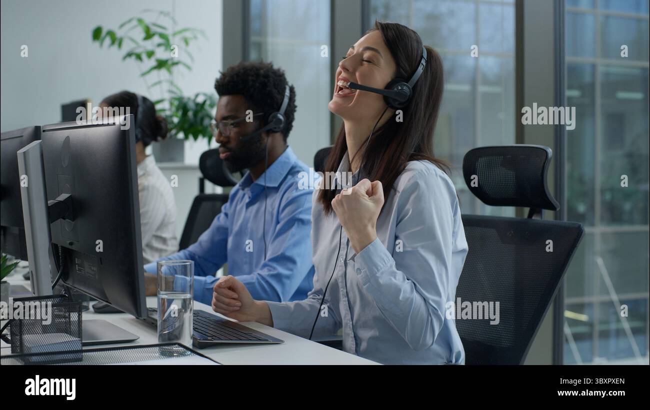 Callcenter success multiethnic operators work hi-res stock photography ...
