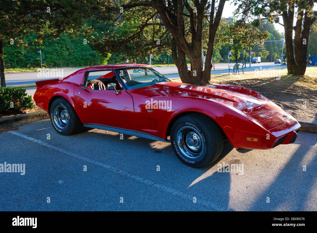 A vintage red Corvette at sunset Stock Photo - Alamy