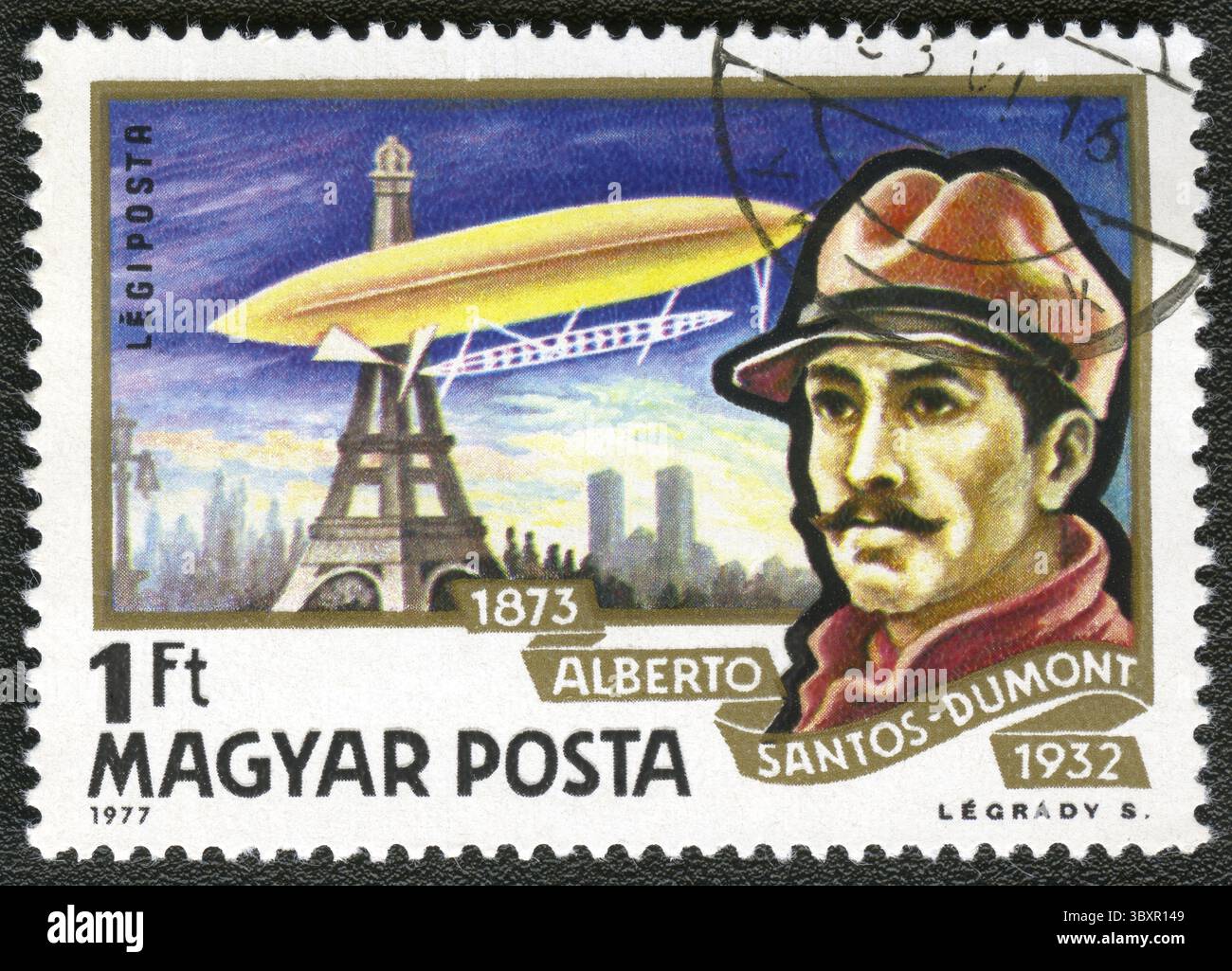 HUNGARY - CIRCA 1977: A stamp printed in Hungary, shows Alberto Santos ...