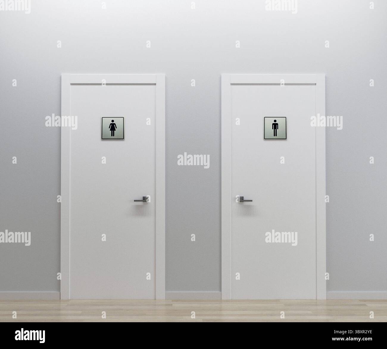 Restroom doors men and women, WC doors, 3d render Stock Photo - Alamy