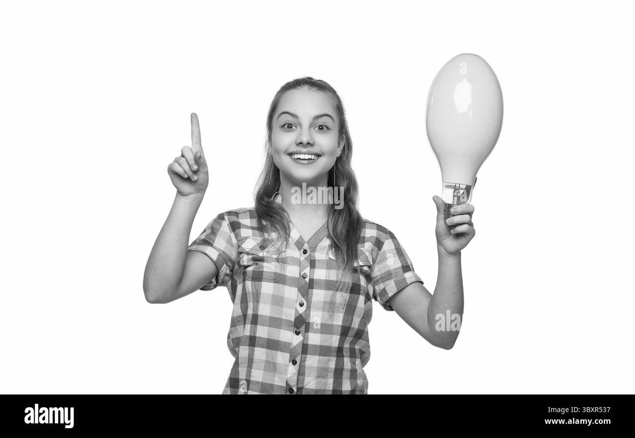 Girl inspired with creative idea. Solution and innovation. Logical ...