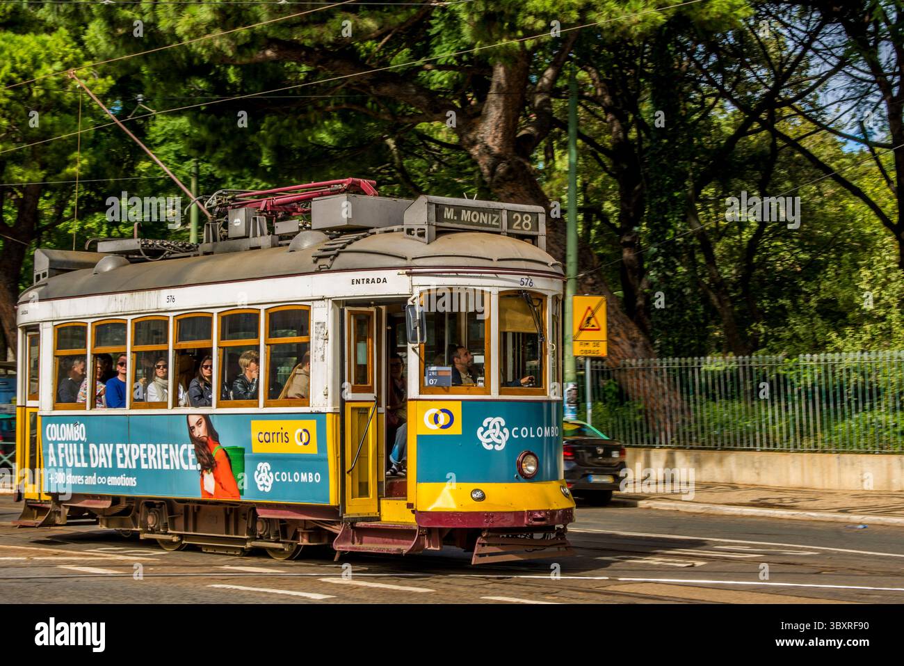 Iconic trams streetcars public transit, Lisbon, Portugal Stock Photo ...