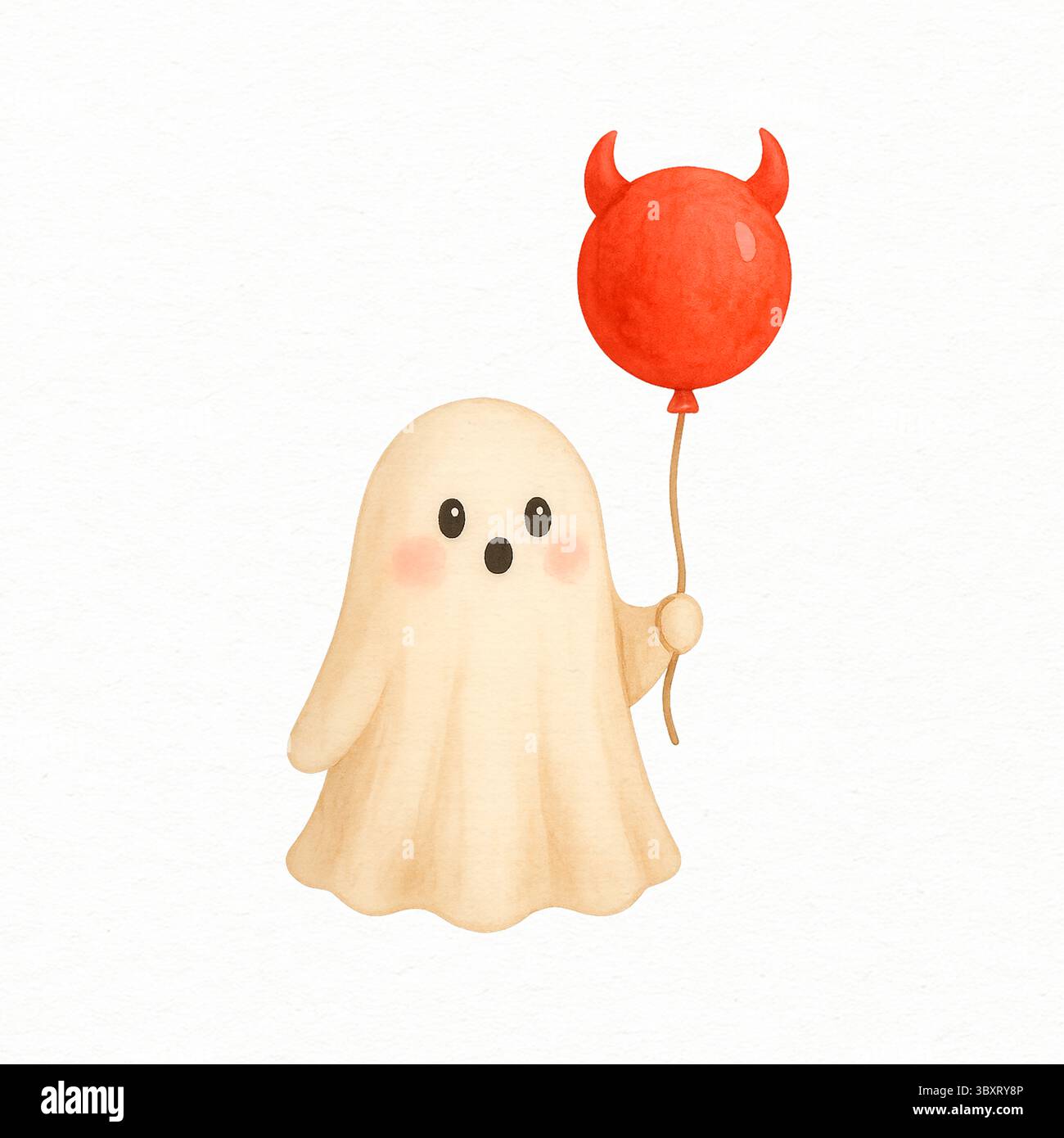 Cute Halloween Ghost Clipart – Soft Watercolor Illustrations for Spooky ...