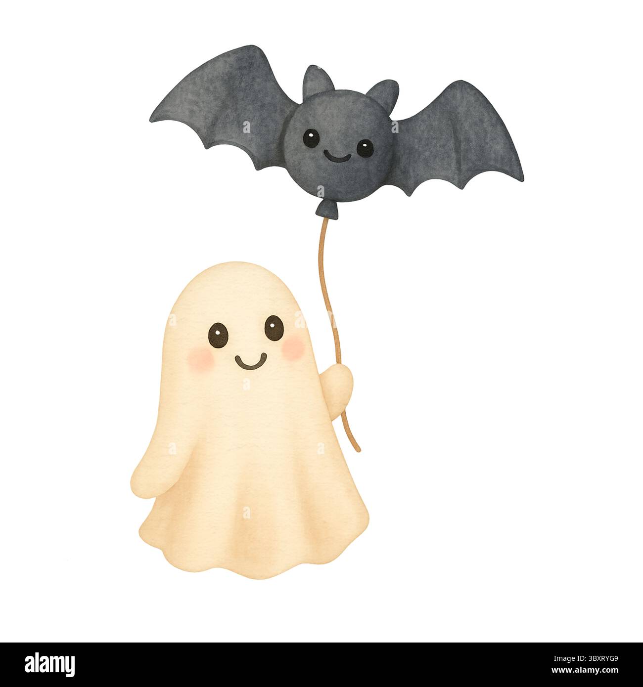 Cute Halloween Ghost Clipart – Soft Watercolor Illustrations for Spooky ...