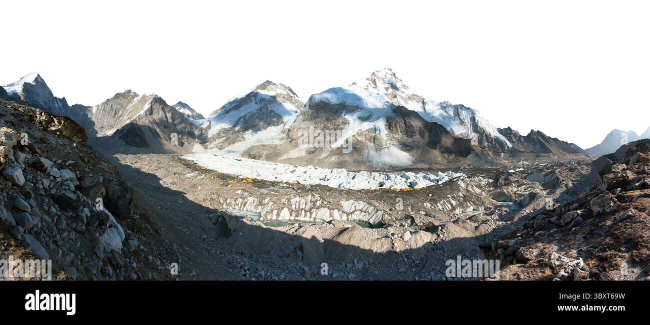 View of mount Everest, Lhotse peak and Mt Nuptse, mount Everest base ...
