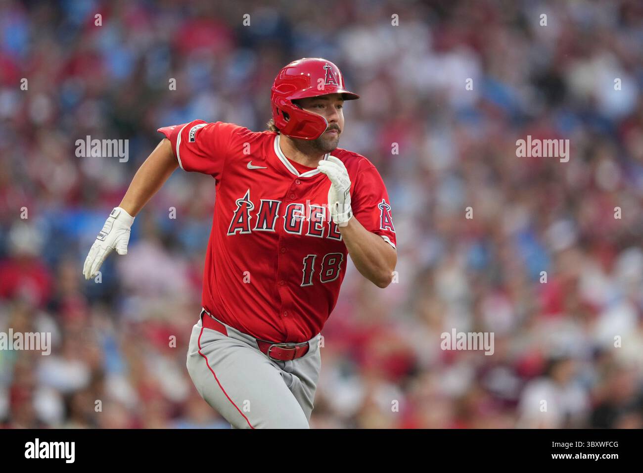 Los Angeles Angels' Nolan Schanuel plays during a baseball game Friday ...