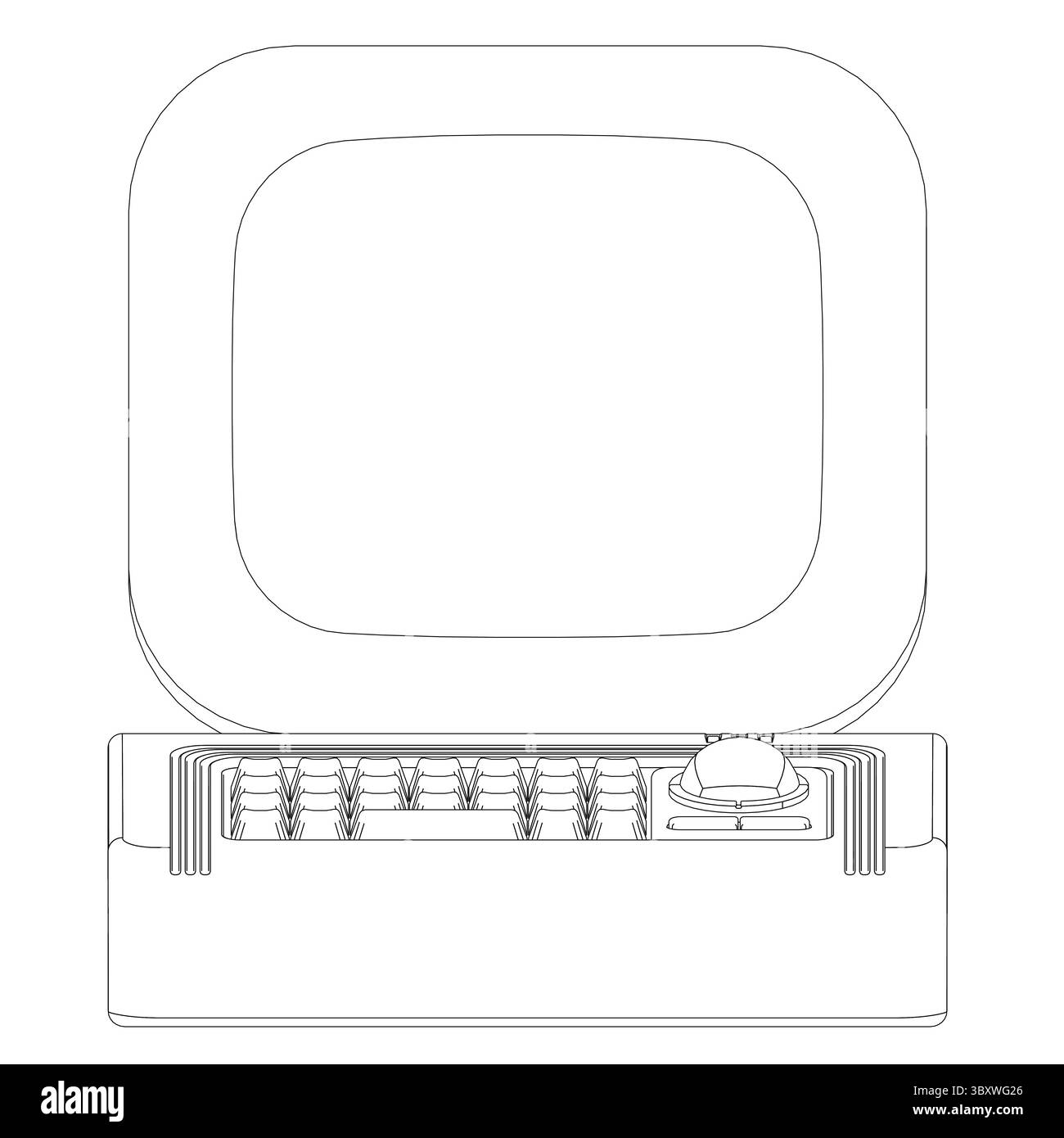 A Retro computer keyboard and mouse are shown on a white background ...