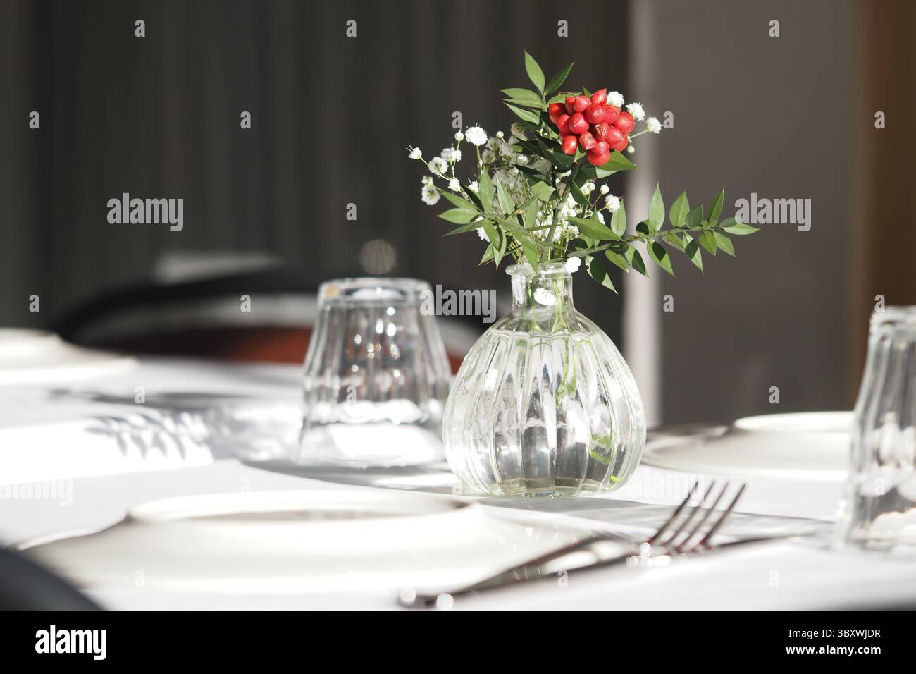 Centerpiece decor at a dining table for a special occasion Stock Photo ...