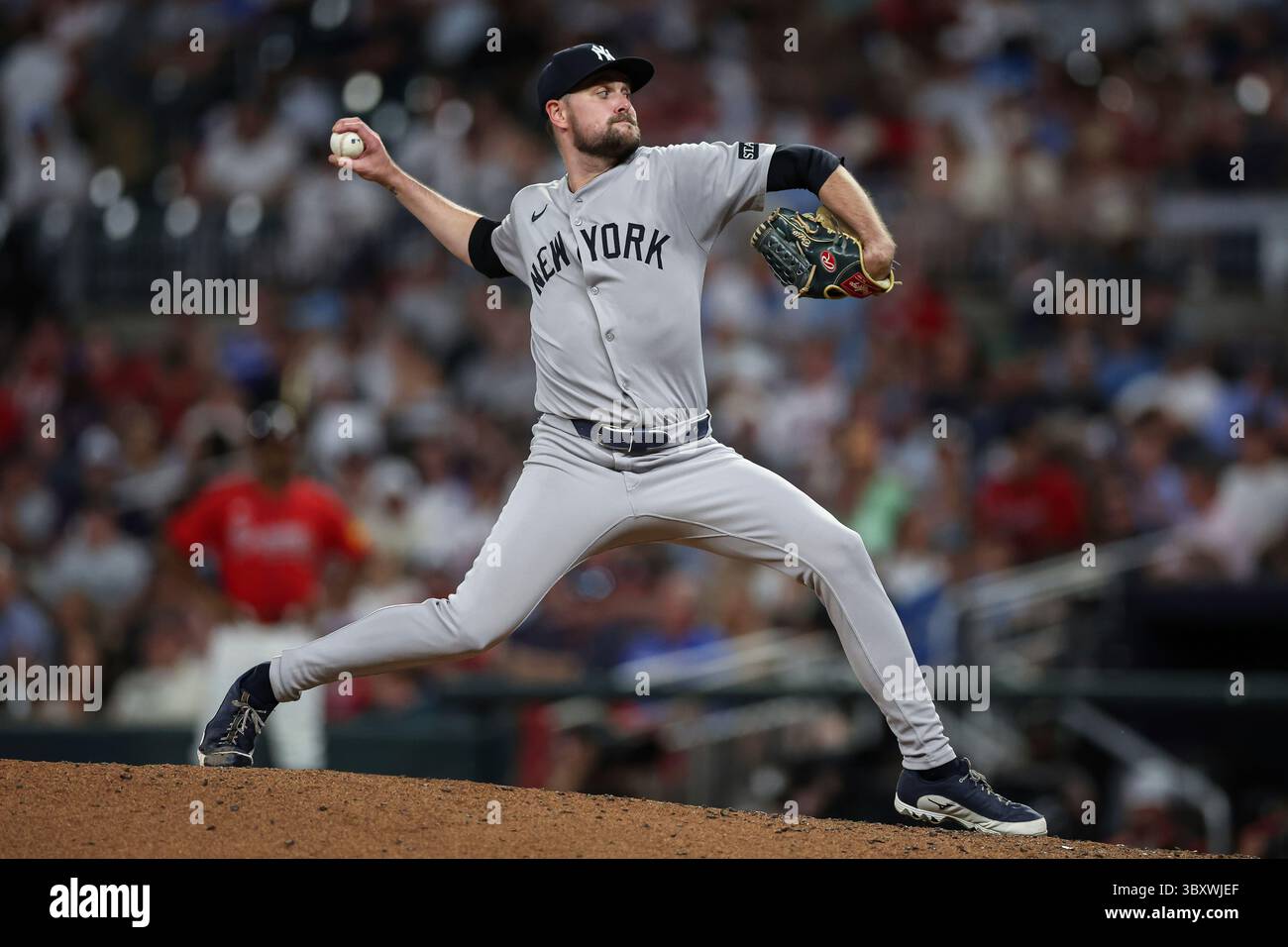 New York Yankees pitcher JT Brubaker delivers in the seventh inning of ...