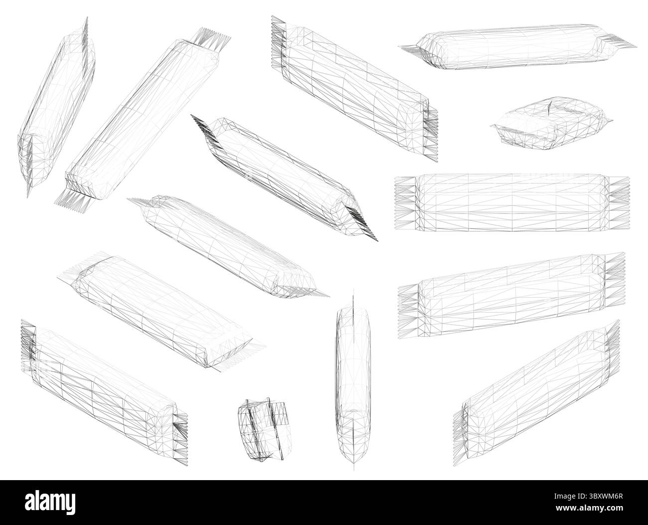 A set of white and black candy wrappers. The wrappers are all same ...