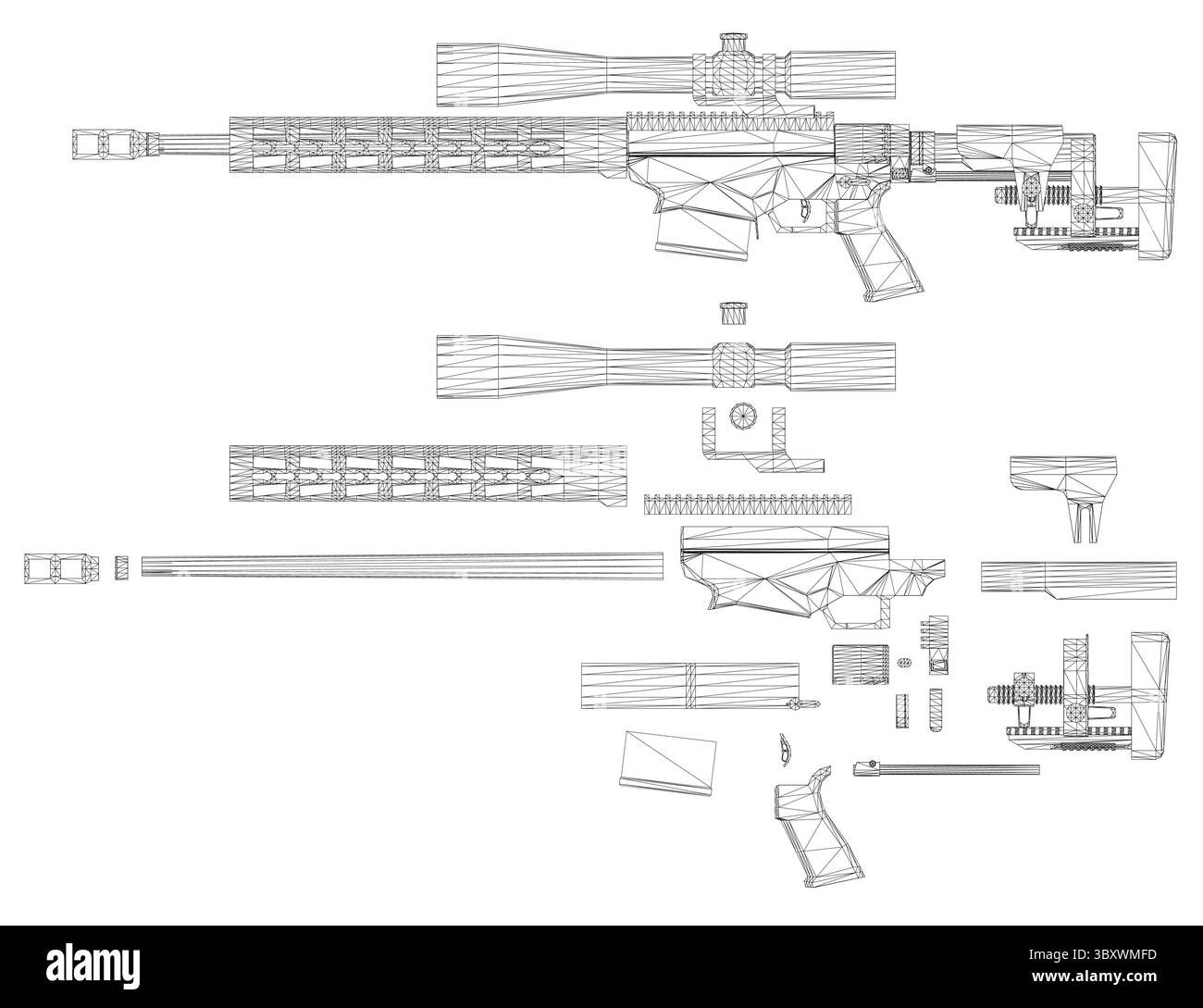 Sniper rifle 3d concept Black and White Stock Photos & Images - Alamy
