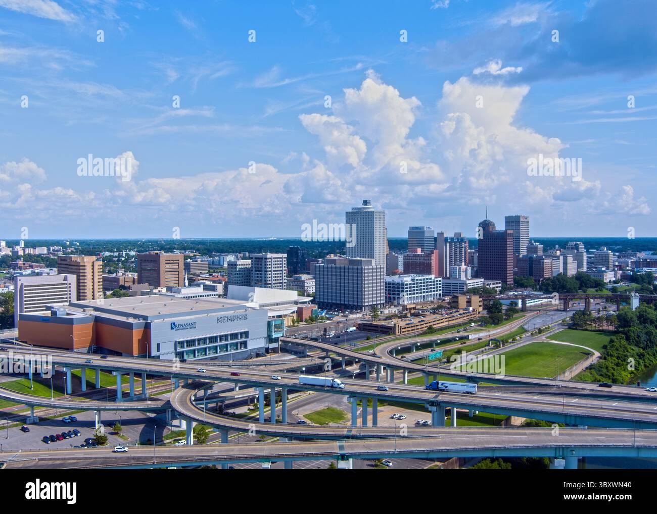 Drone photography of downtown Memphis, Tennessee in June Stock Photo ...