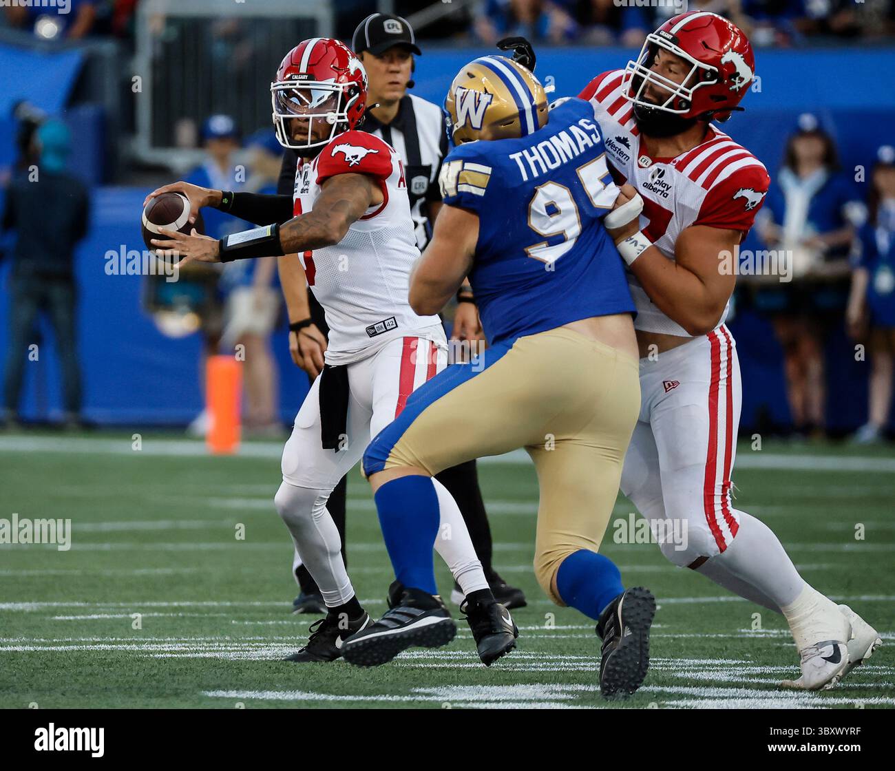 Calgary Stampeders quarterback Vernon Adams Jr. (3) looks for a ...