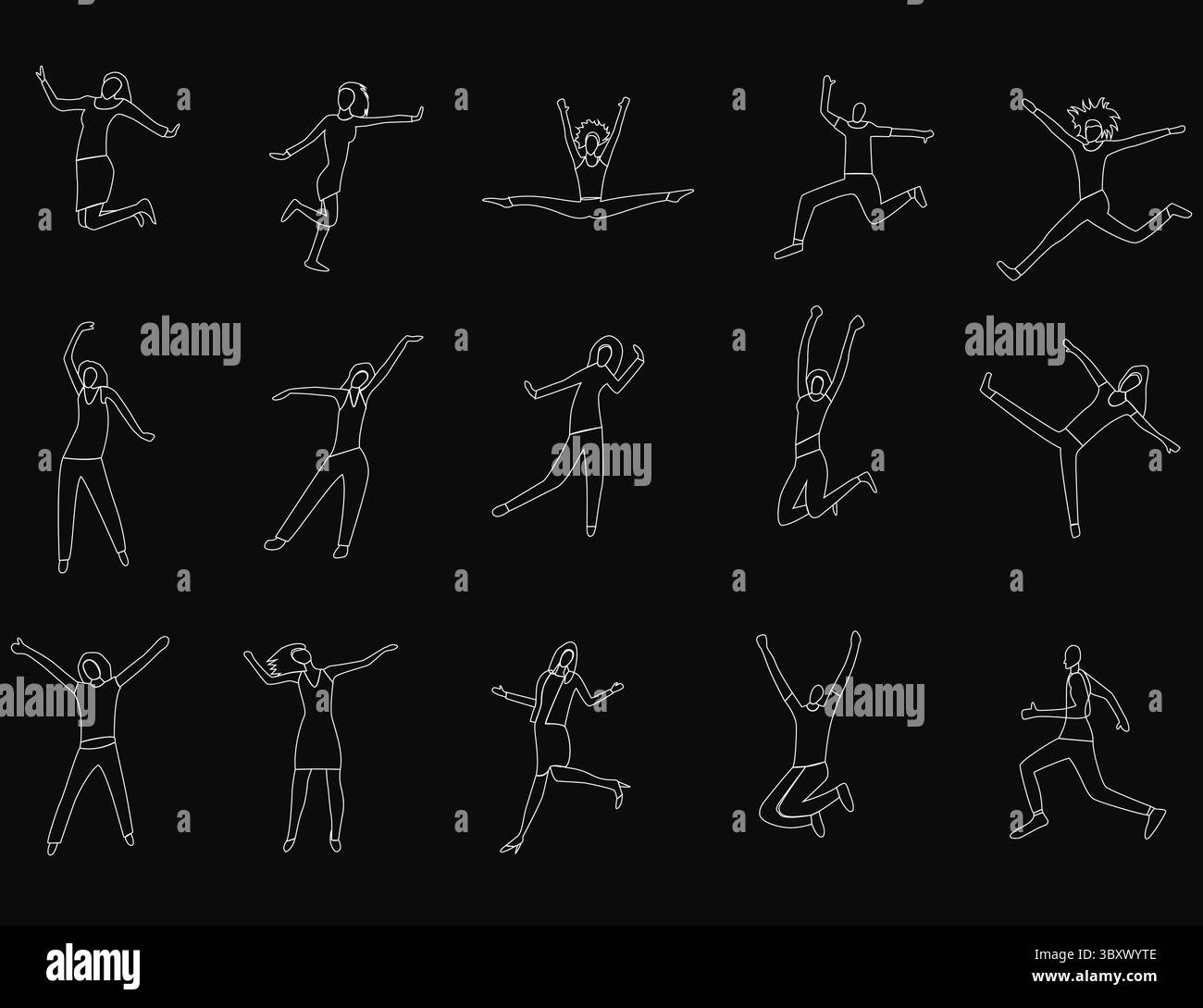 Exercise stick figure set Black and White Stock Photos & Images - Alamy
