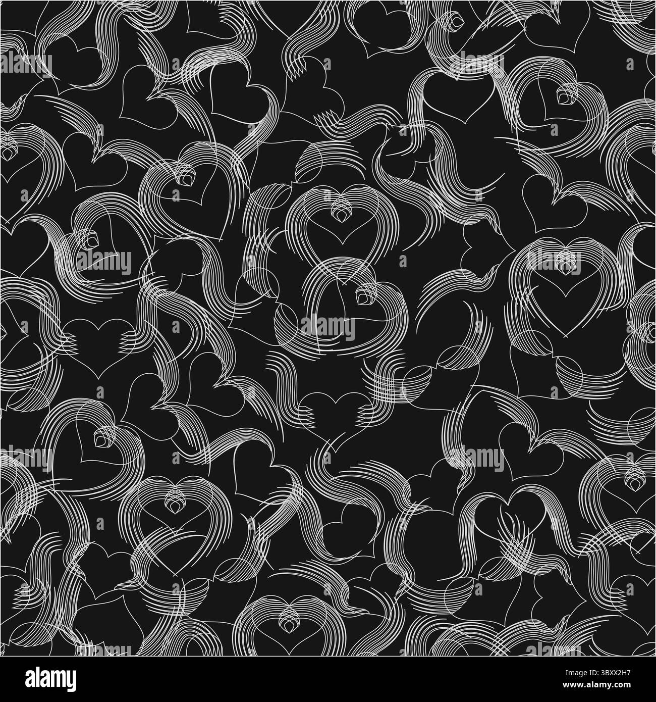 Black white heart pattern Stock Vector Images - Alamy