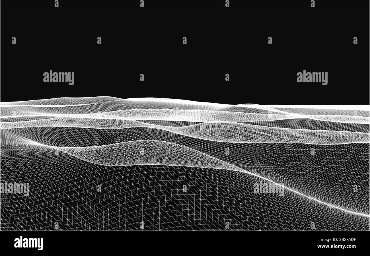 Black and white abstract background with wavy lines resembling snowy ...