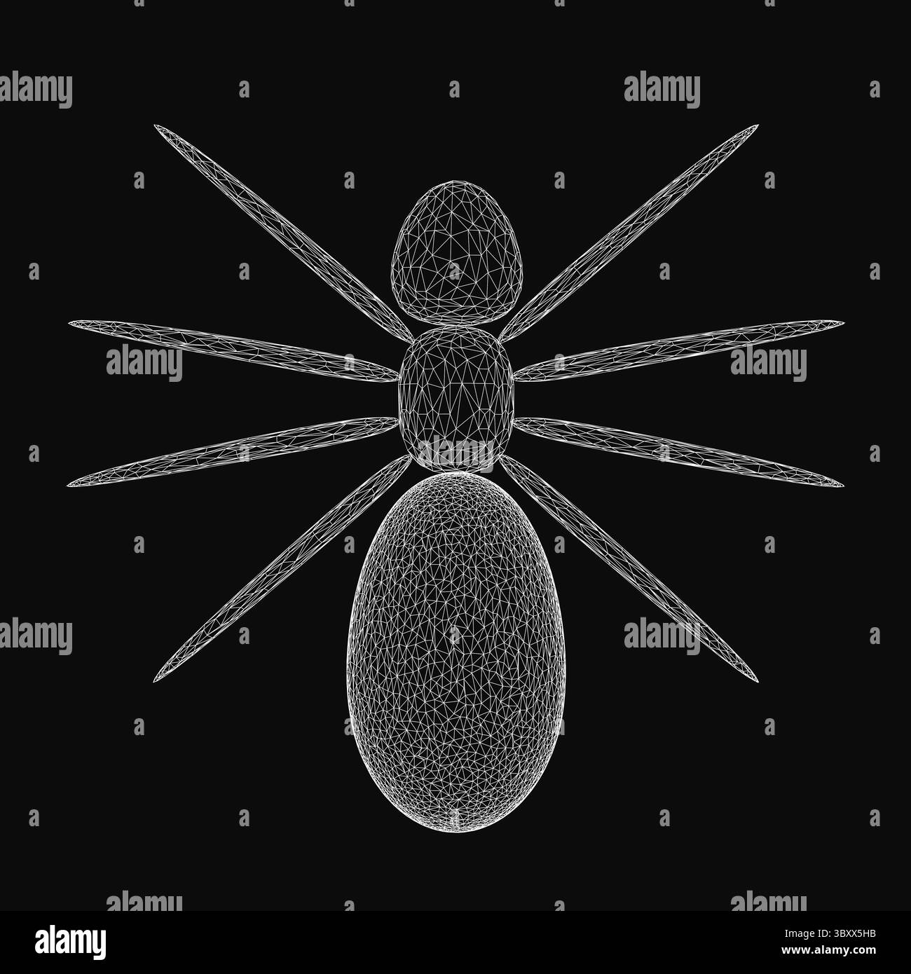 Wireframe spider with intricate lines and geometric shapes forms a ...