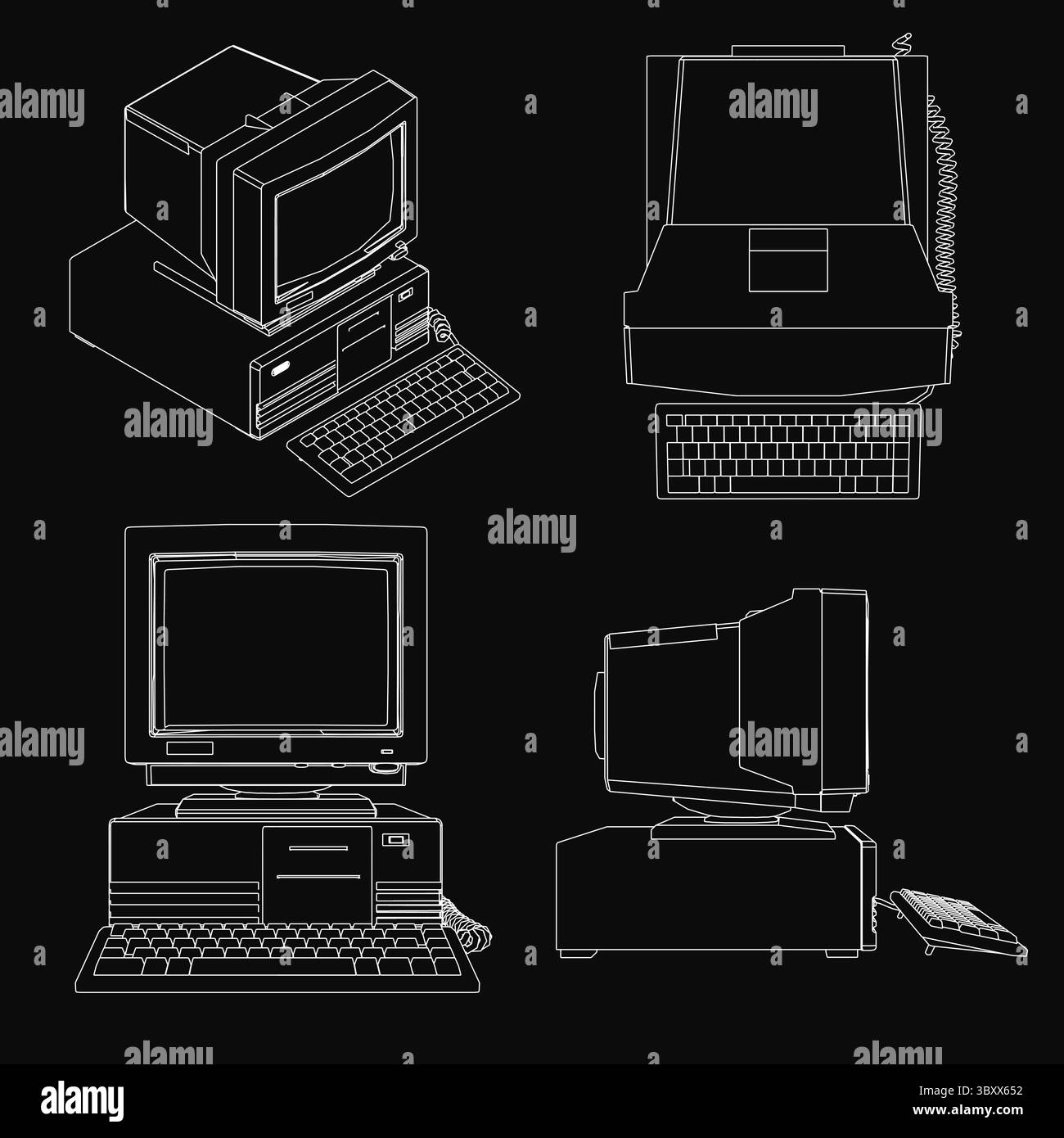 Retro office, computers Stock Vector Images - Alamy