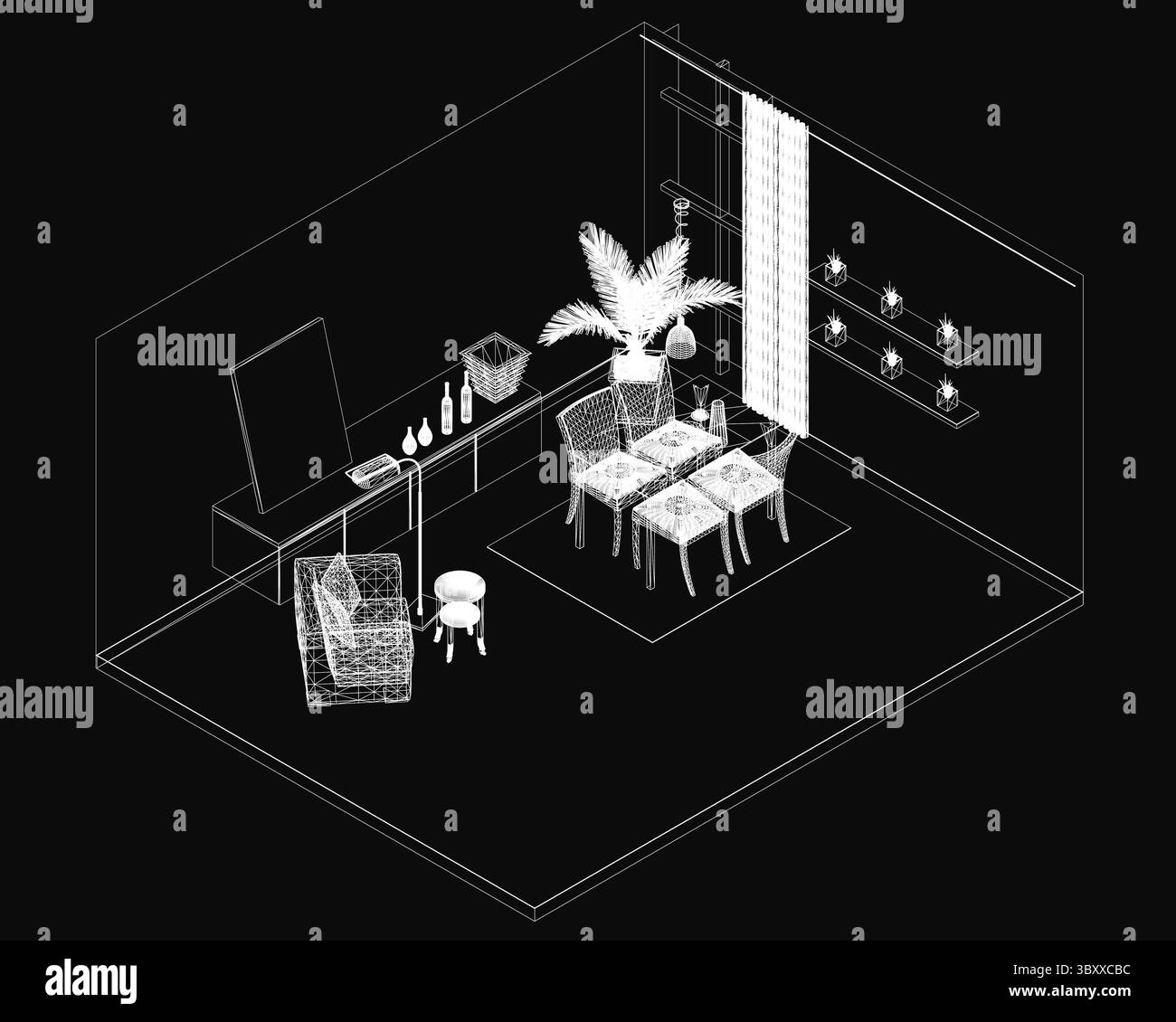 Black white sketch dining Stock Vector Images - Alamy