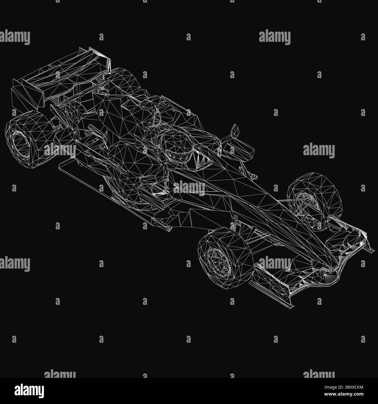 A sleek racing car rendered as a 3D wireframe model, showcasing ...