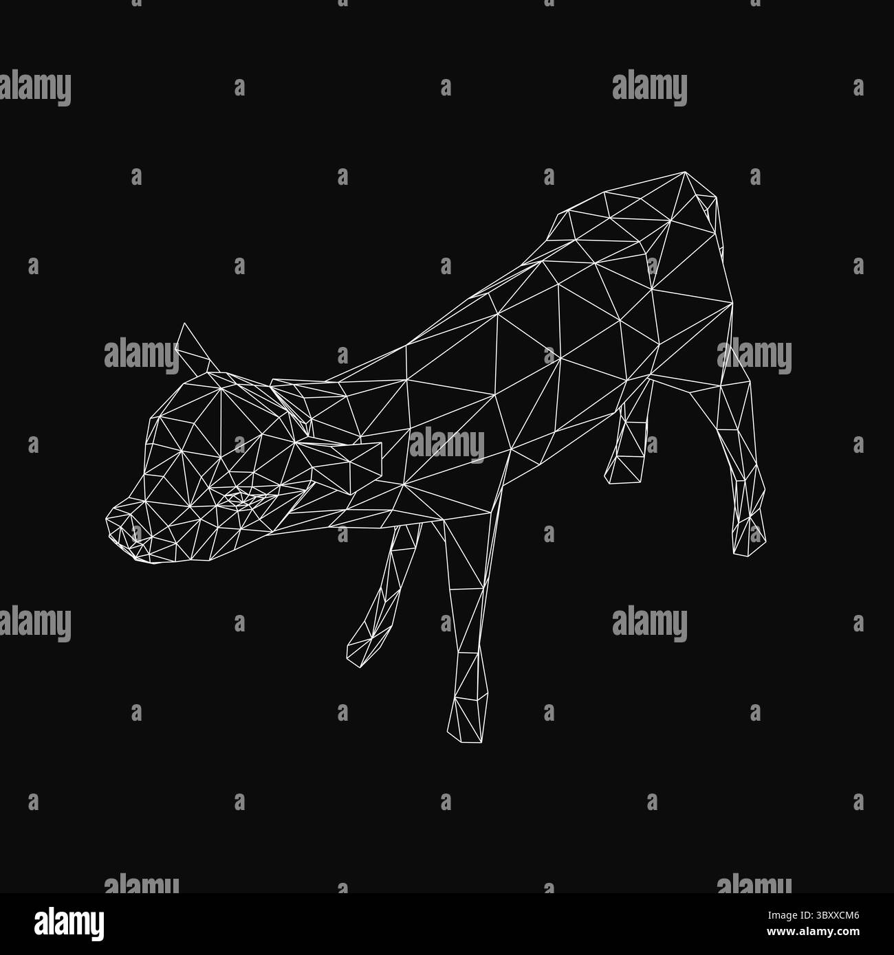 Low poly cow with geometric shapes and clean lines stands out against a ...