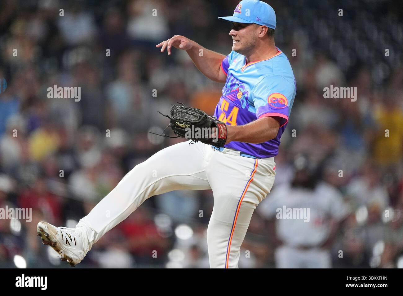 Colorado Rockies relief pitcher Seth Halvorsen works against the ...