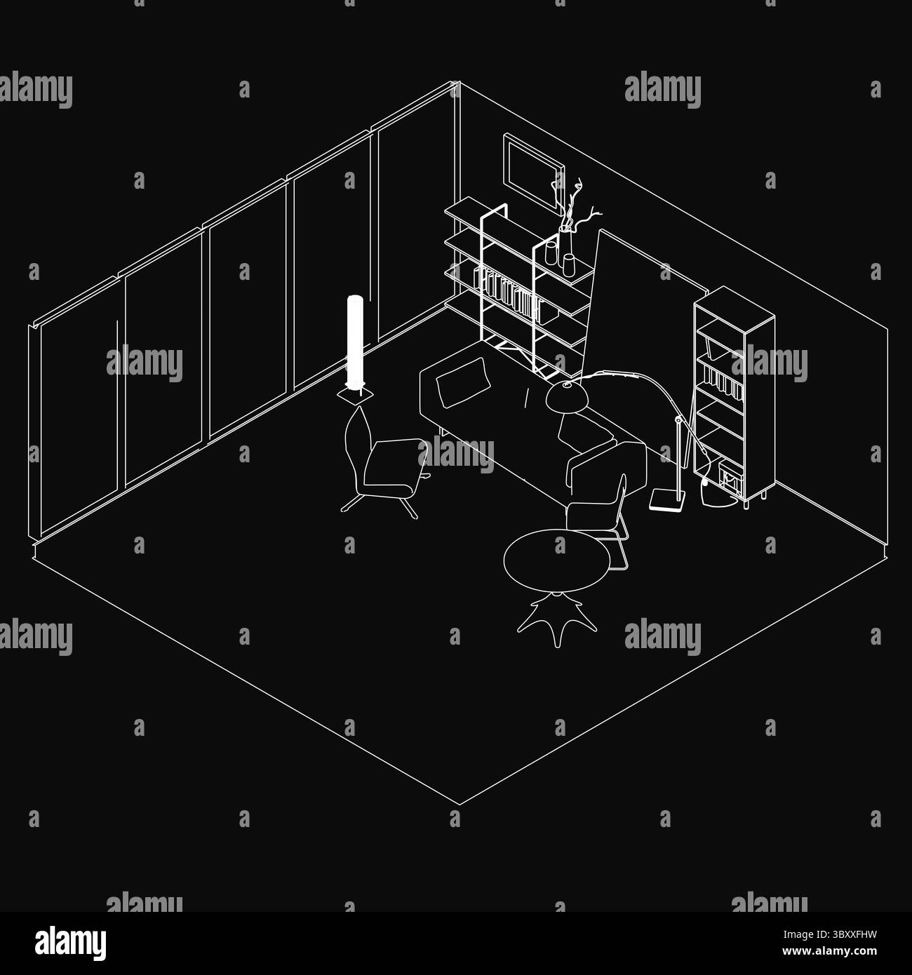 Chair in dark room Stock Vector Images - Alamy