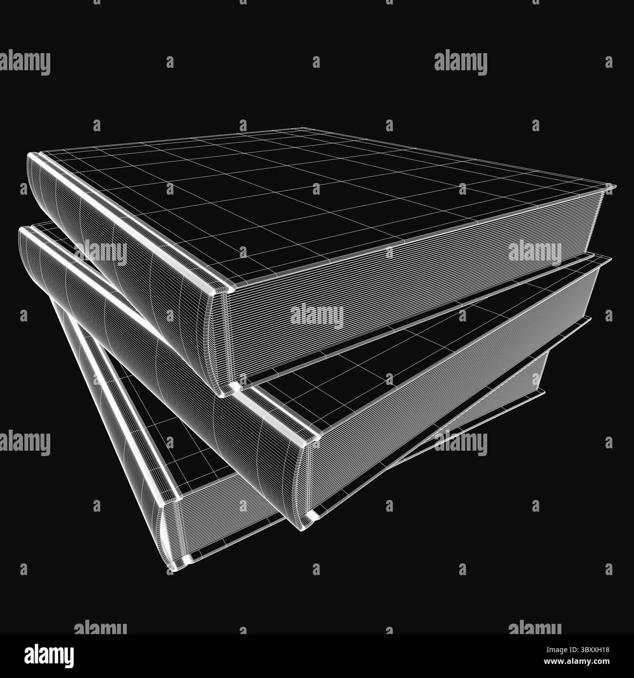 A neat stack of white books with the top one slightly tilted, standing ...