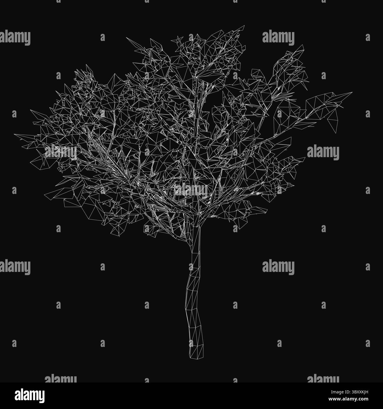Low poly tree with geometric shapes and clean lines, forming an ...