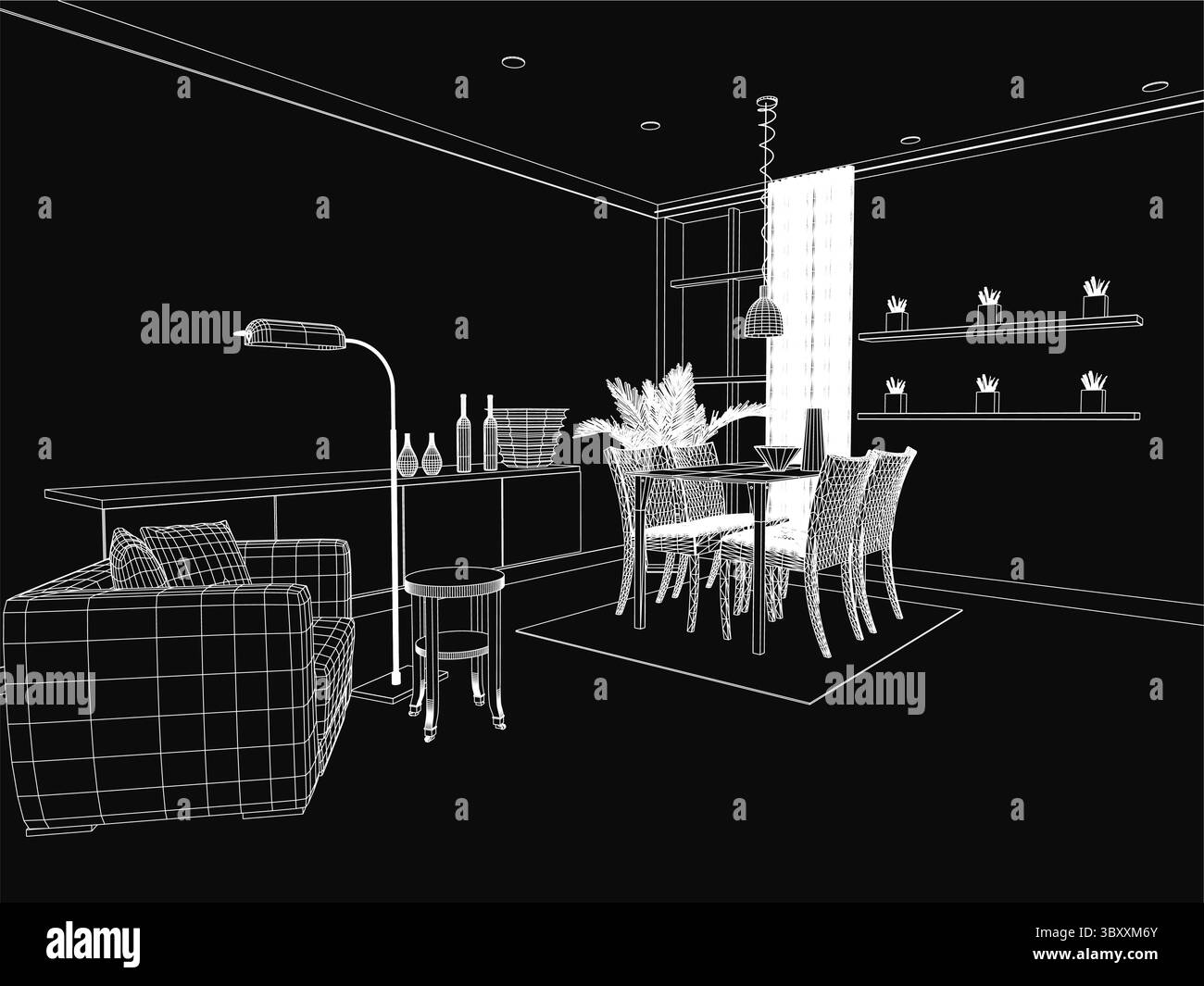 Stylish living room art Black and White Stock Photos & Images - Alamy