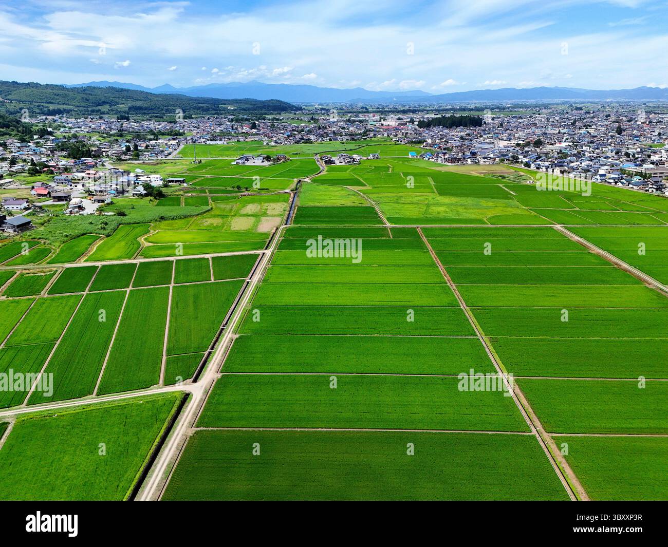 A photo shows a rural landscape in Yonezawa City, Yamagata Prefecture ...