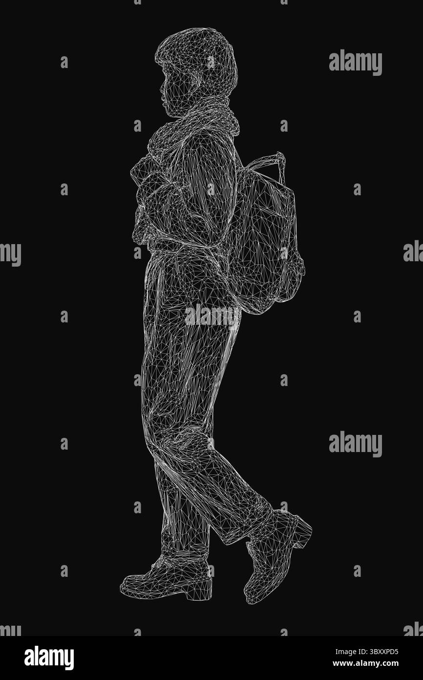 Wireframe model man blue Stock Vector Images - Alamy