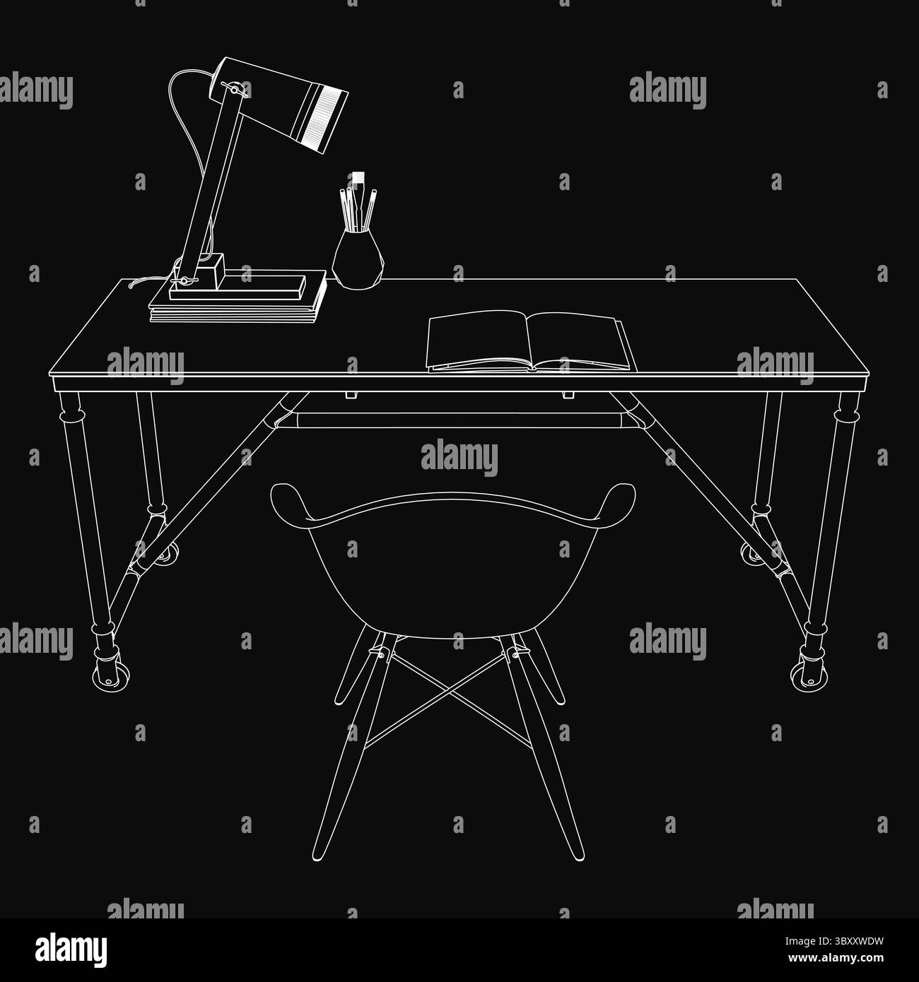 Pencil paper desk line art Black and White Stock Photos & Images - Alamy