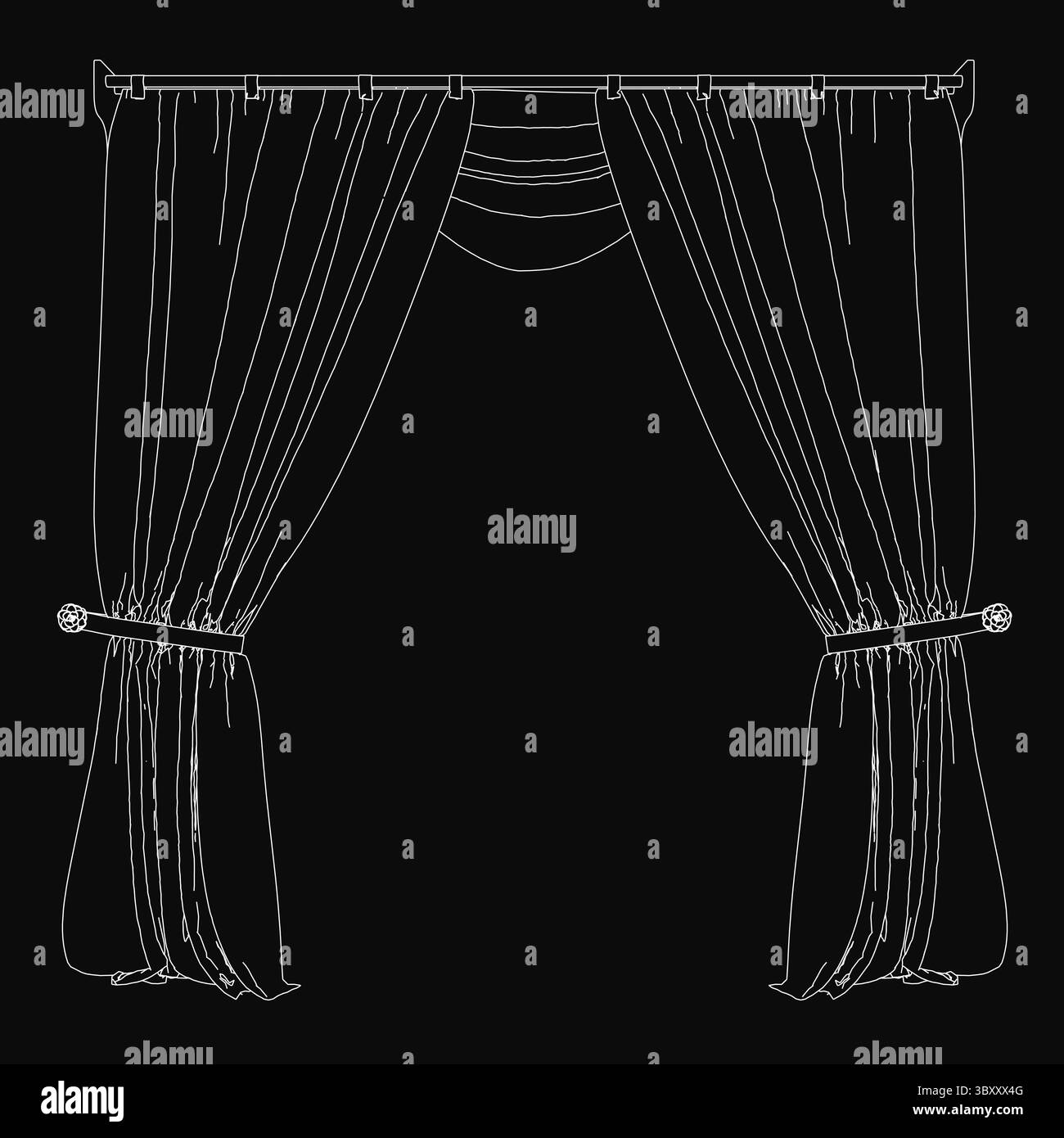 Intricate curtains Black and White Stock Photos & Images - Alamy