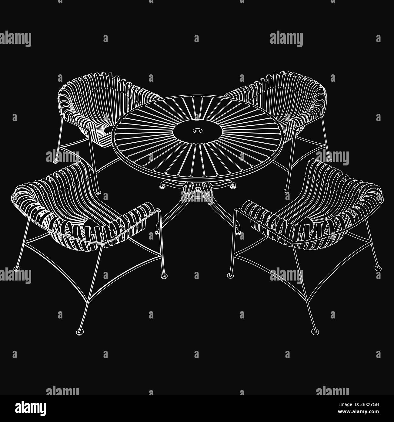 Round black table with chairs Stock Vector Images - Alamy