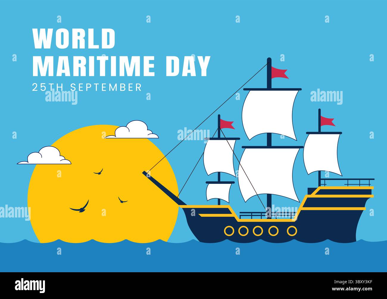 Hand Drawn Flat Cartoon Design for World Maritime Day Social Media ...