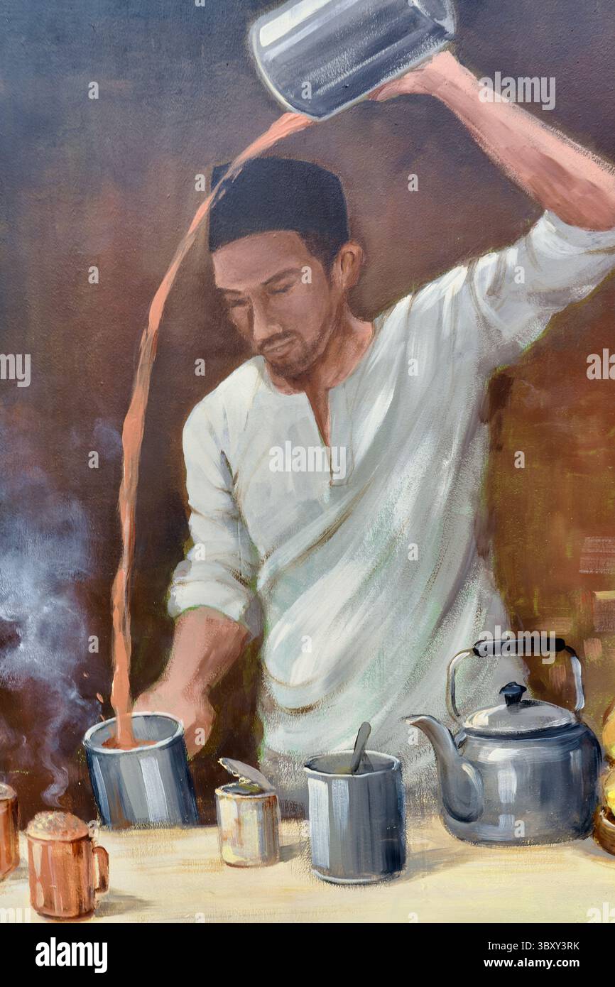 A mural in Kampong Glam, a Malay-dominated area in Singapore, depicting ...