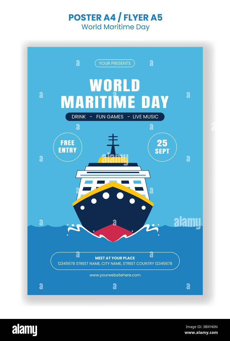 World Maritime Day Flat Hand Drawn Cartoon Templates for Flyer Online ...