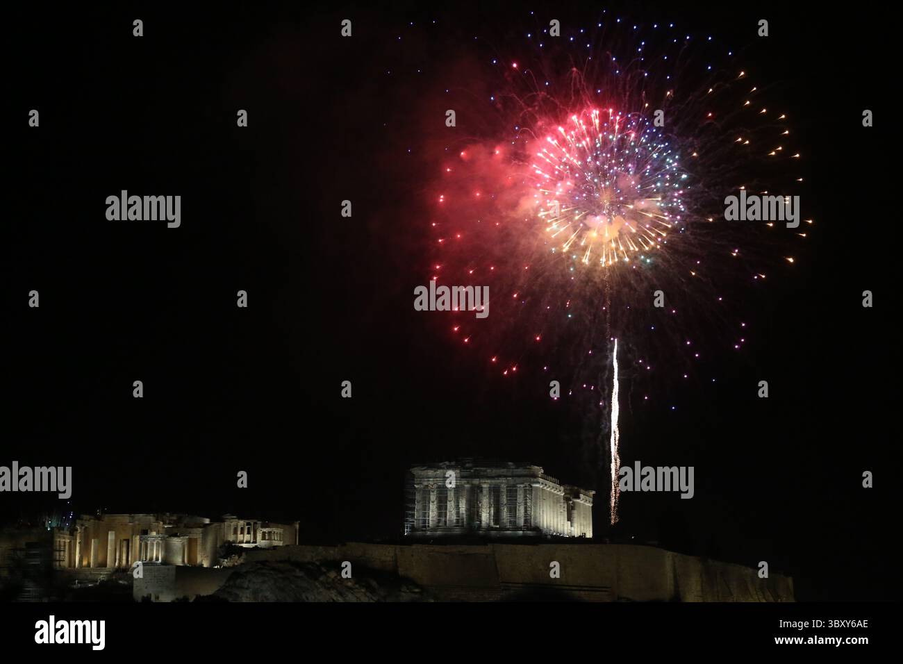 Fireworks explode over ancient hi-res stock photography and images - Alamy