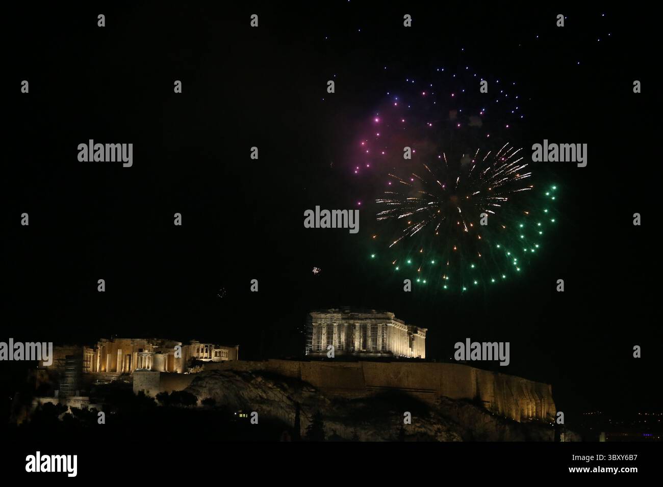 Fireworks explode over ancient hi-res stock photography and images - Alamy