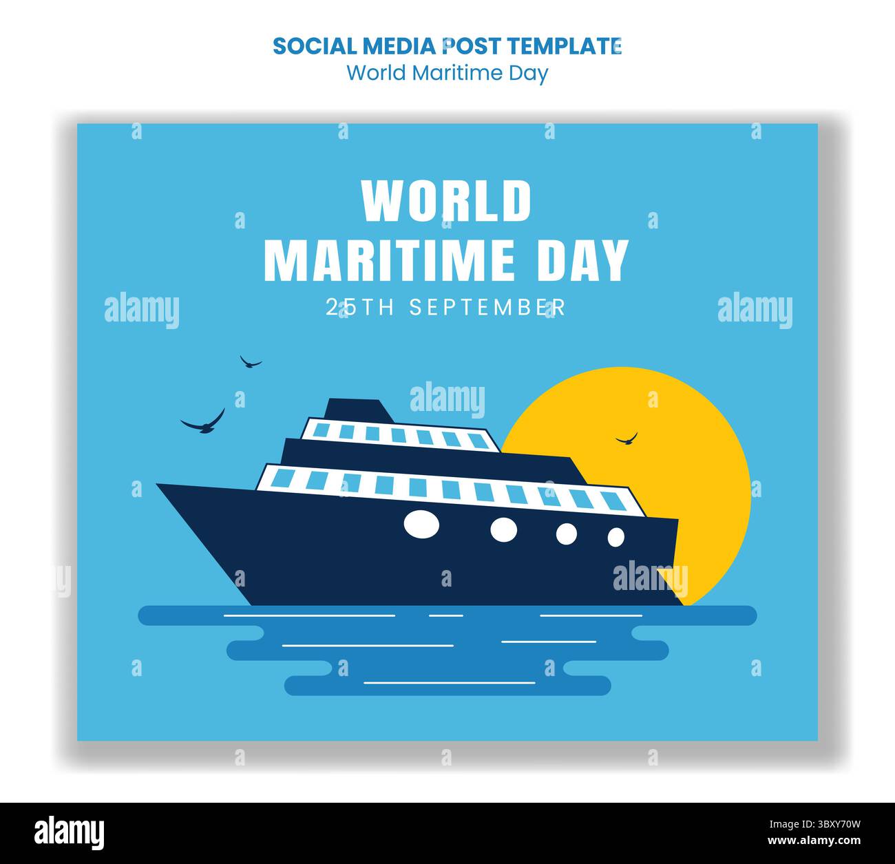 World Maritime Day Flat Vector Background for Digital Promotion and Social Media Post Stock ...