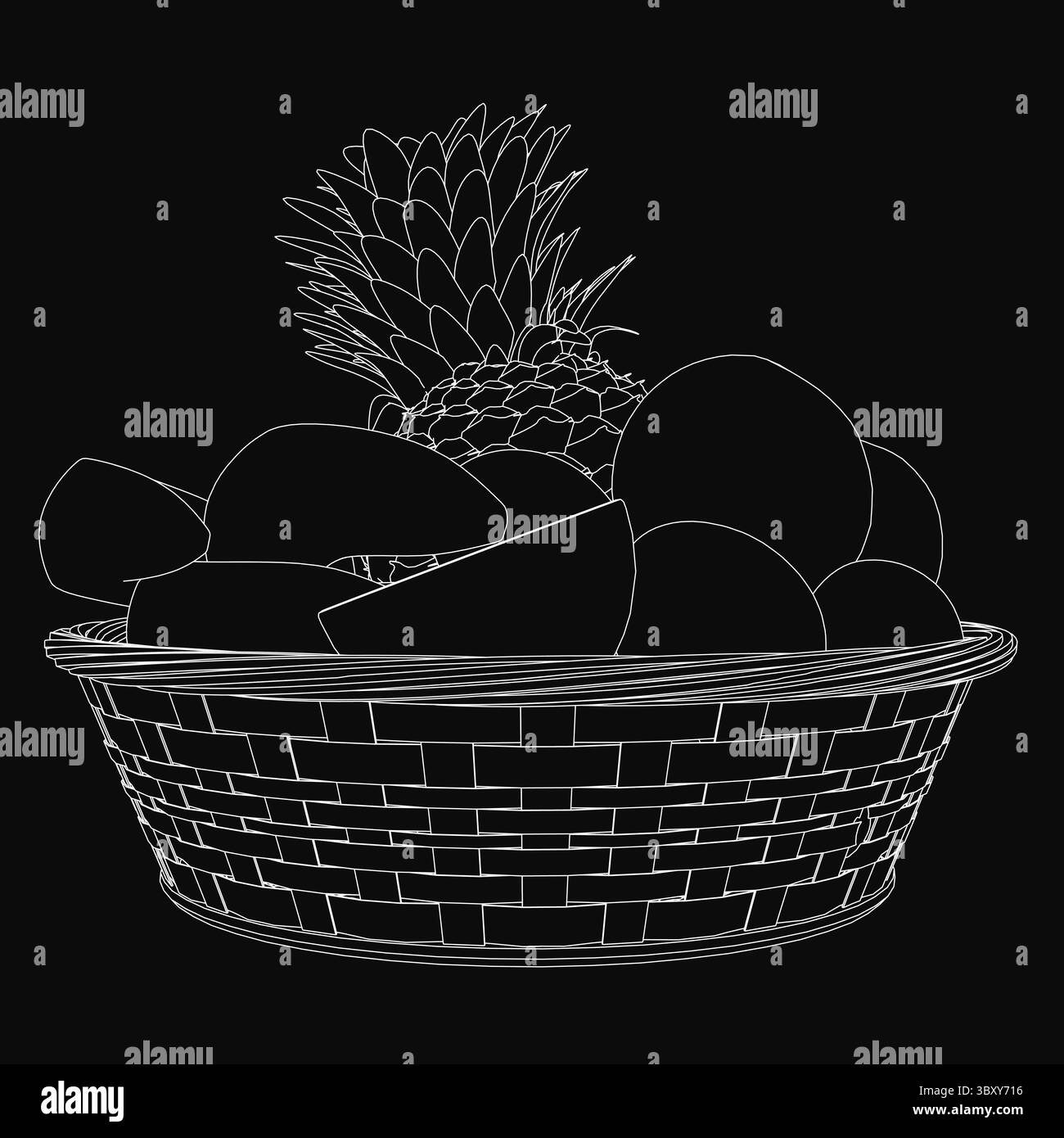 Composition fresh fruits Black and White Stock Photos & Images - Alamy