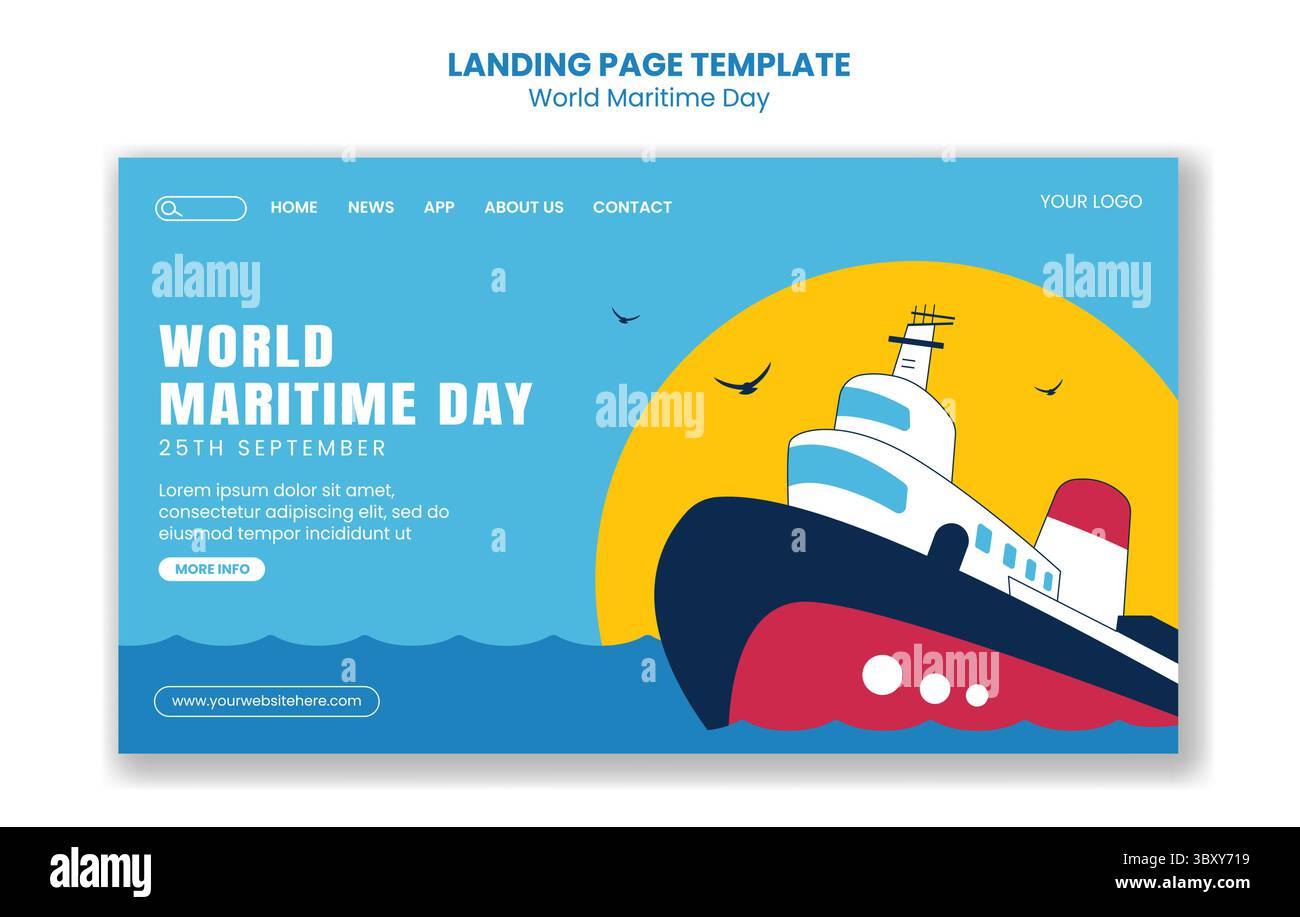 Flat Cartoon Style Illustration of World Maritime Day for Web and ...