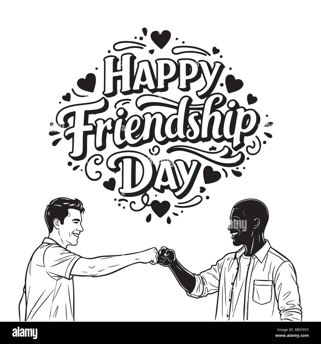 Friendship Day Hand Drawn Vector Illustrations of Best Friends Hugging ...
